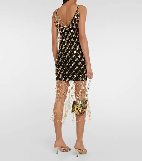 Rabanne Embellished Brass Chain Midi Dress