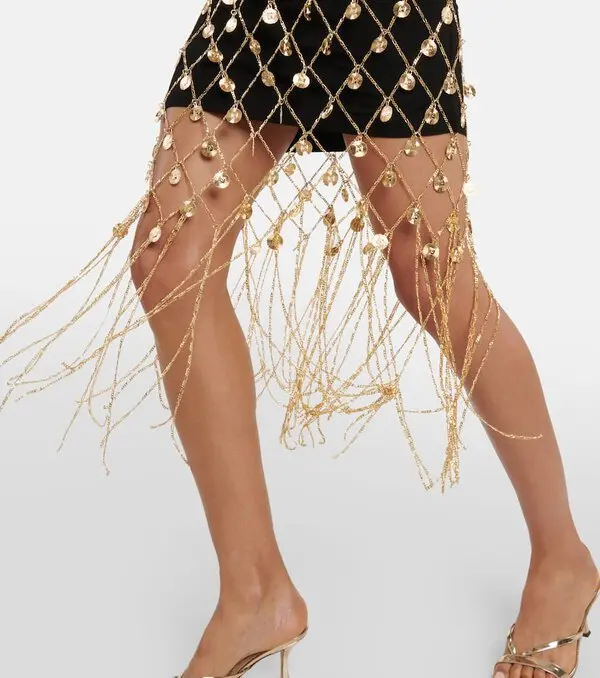 Rabanne Embellished Brass Chain Midi Dress