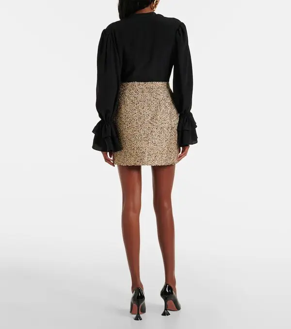 Alessandra Rich Metallic Tweed Miniskirt