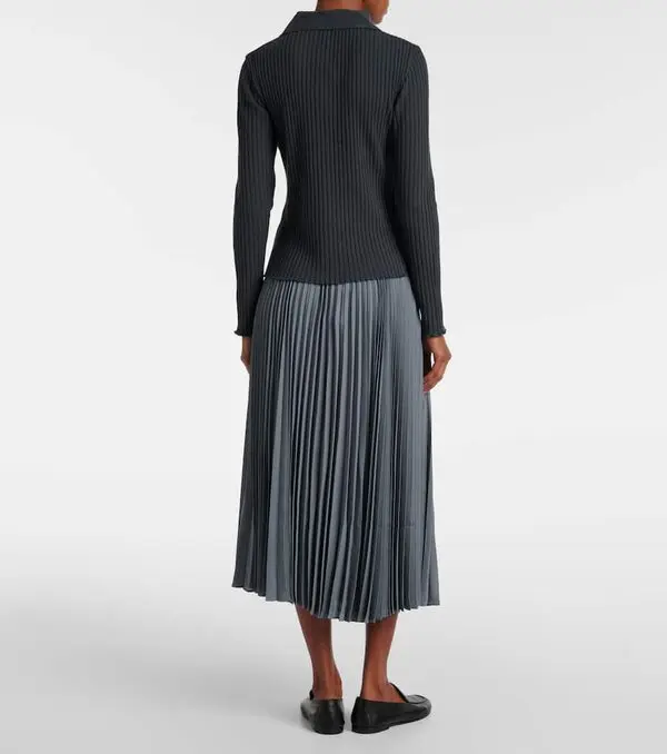 Vince Ribbed-knit Cotton-blend Polo Pullover - Grey