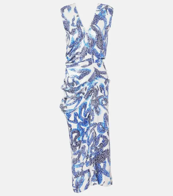 Dries Van Noten Sequined Draped Midi Dress