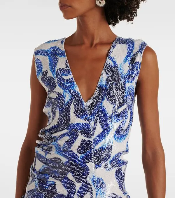 Dries Van Noten Sequined Draped Midi Dress