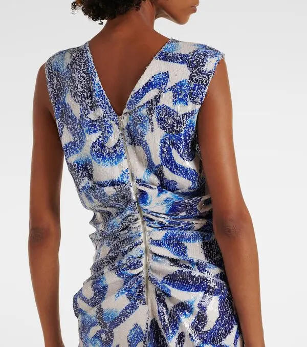 Dries Van Noten Sequined Draped Midi Dress