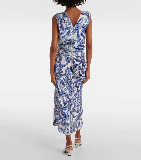 Dries Van Noten Sequined Draped Midi Dress