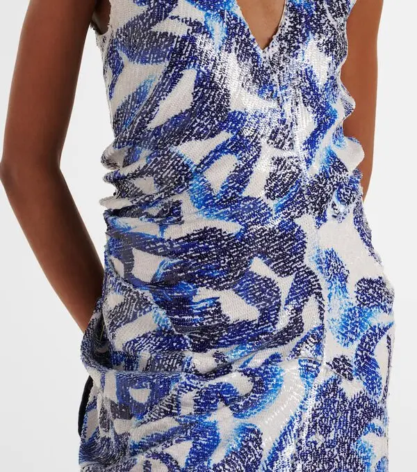 Dries Van Noten Sequined Draped Midi Dress