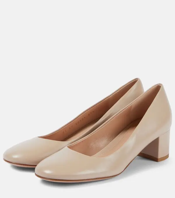 GIANVITO ROSSI Leather Block Heel Pumps