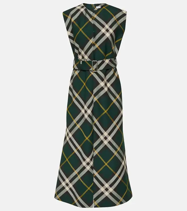Burberry Check Wool Midi Dress