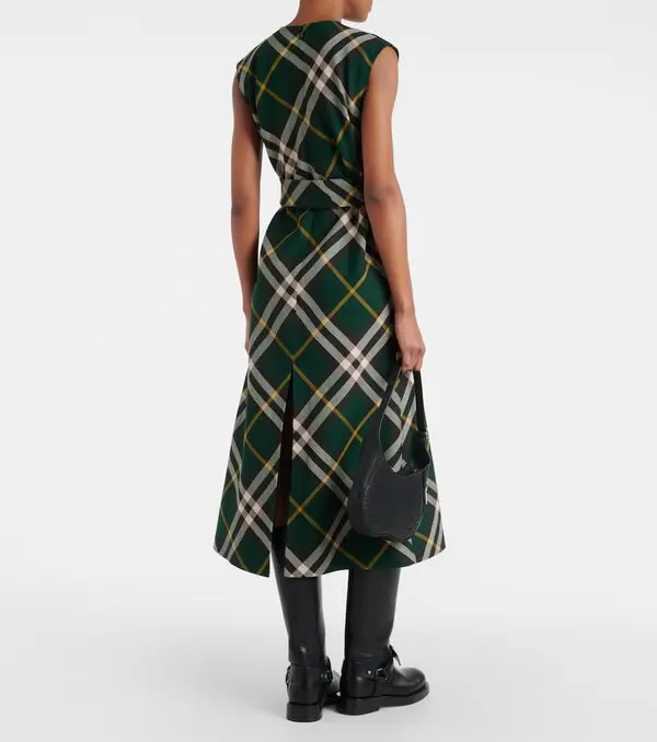 Burberry Check Wool Midi Dress