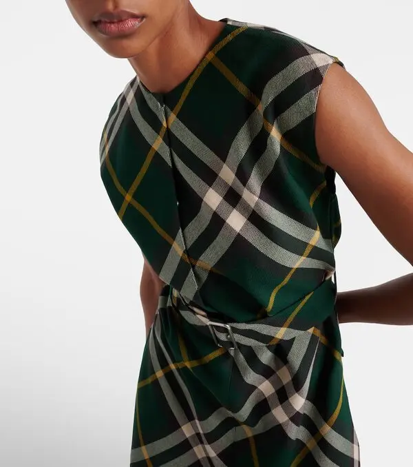 Burberry Check Wool Midi Dress