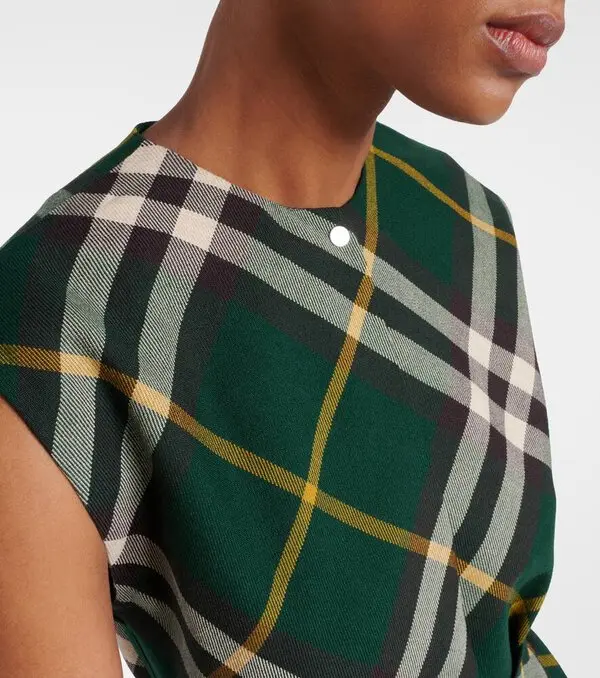 Burberry Check Wool Midi Dress