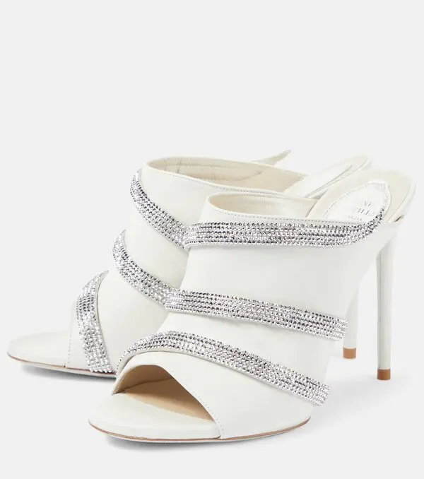 Rene Caovilla Sally Embellished Leather Mules