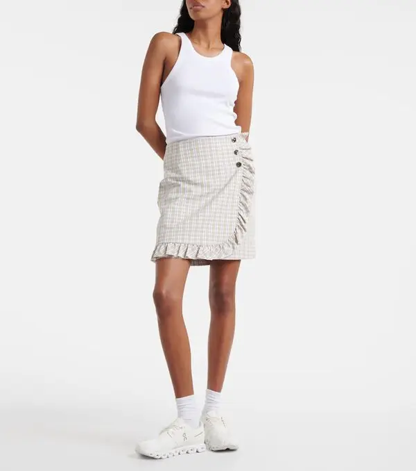 Tory Burch Ruffled Pinstripe Cotton Skort
