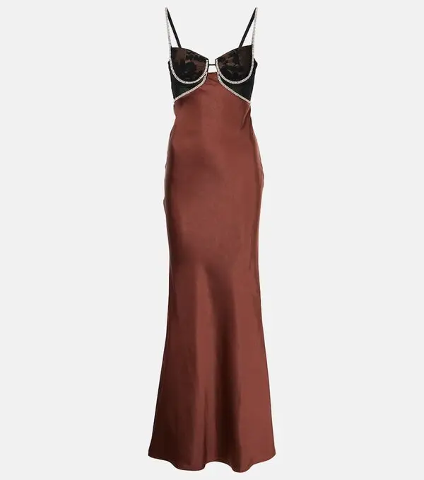 SELF-PORTRAIT Embellished Lace And Satin Gown