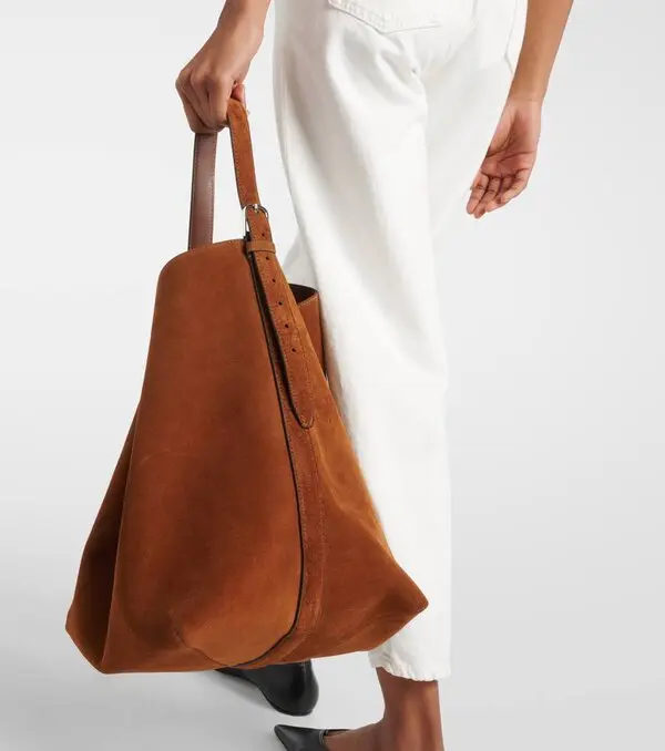 TOTEME Belted Suede Tote Bag - Brown