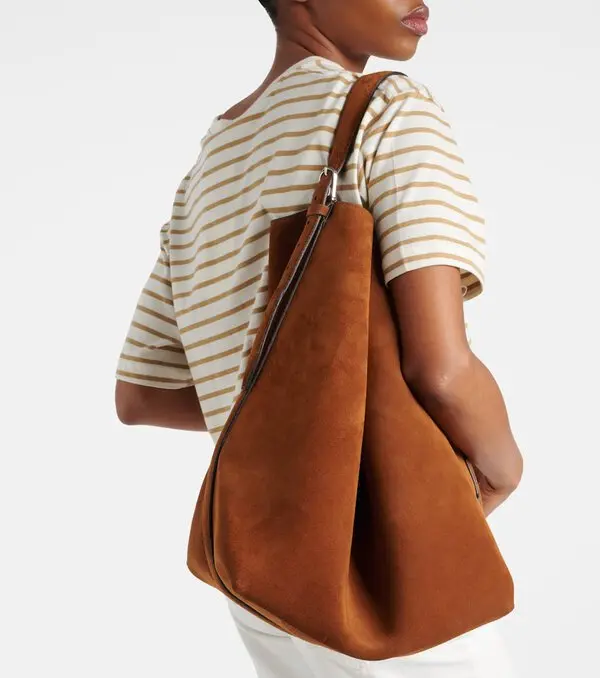 TOTEME Belted Suede Tote Bag - Brown