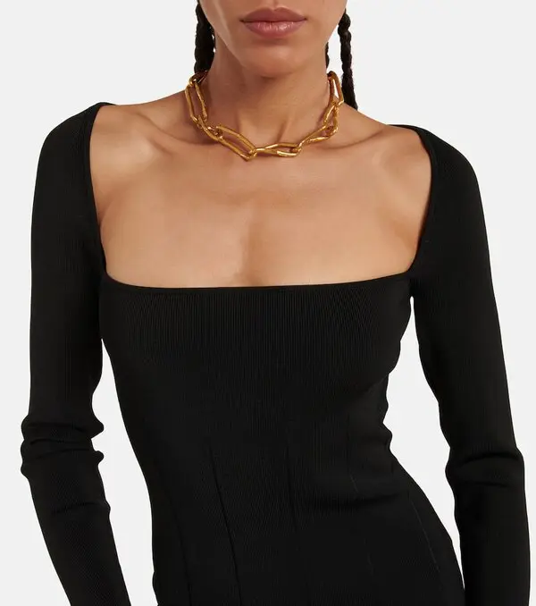 Galvan Atalanta Ribbed-knit Midi Dress