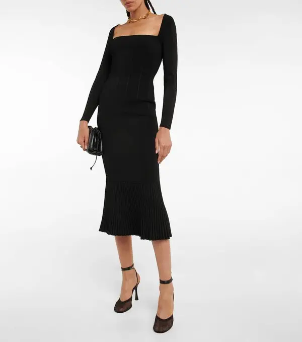 Galvan Atalanta Ribbed-knit Midi Dress