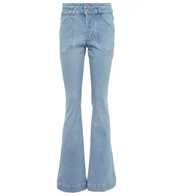 FRAME Double Button Flare High-rise Jeans