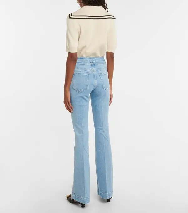 FRAME Double Button Flare High-rise Jeans