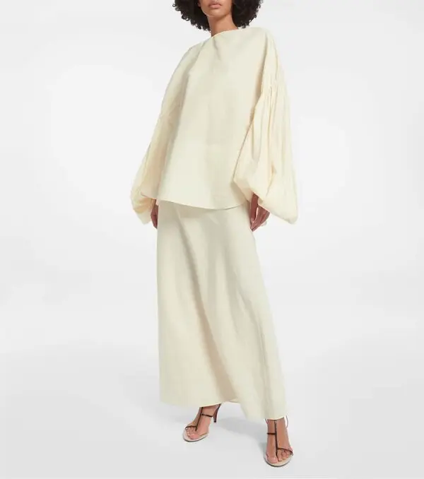 Khaite Mauva Silk And Cotton Organza Maxi Skirt