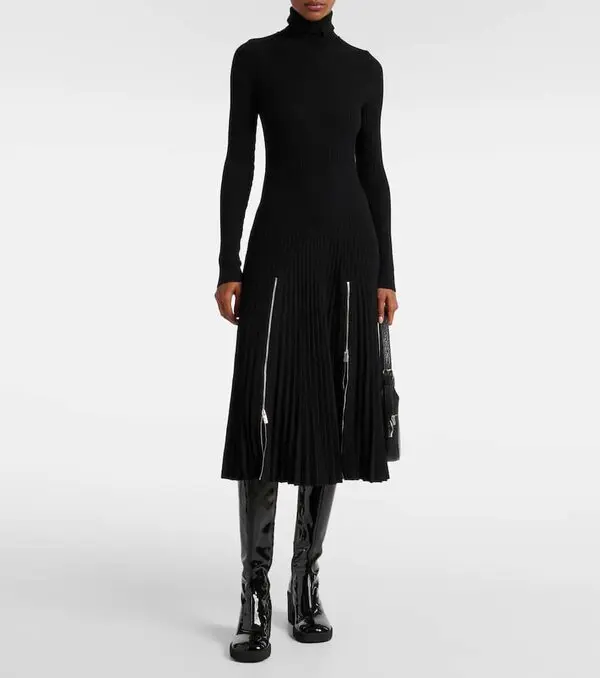 Burberry Pleated Jersey Midi Dress