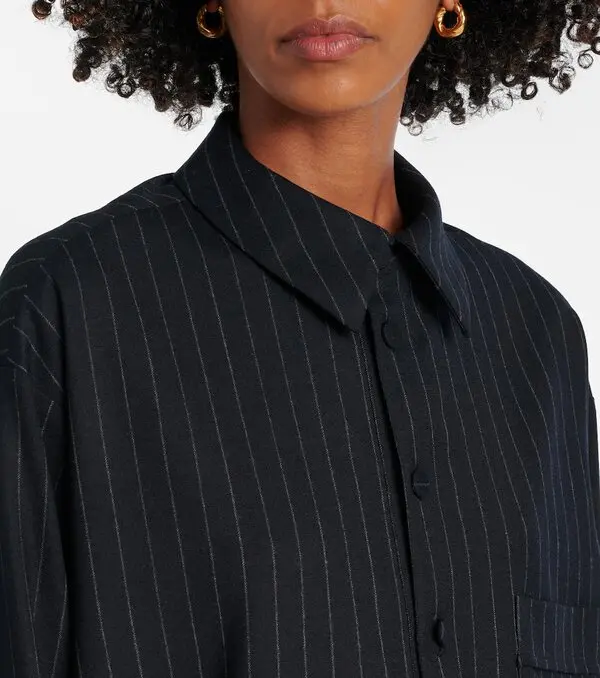 Plan C Pinstripe Wool-blend Shirt