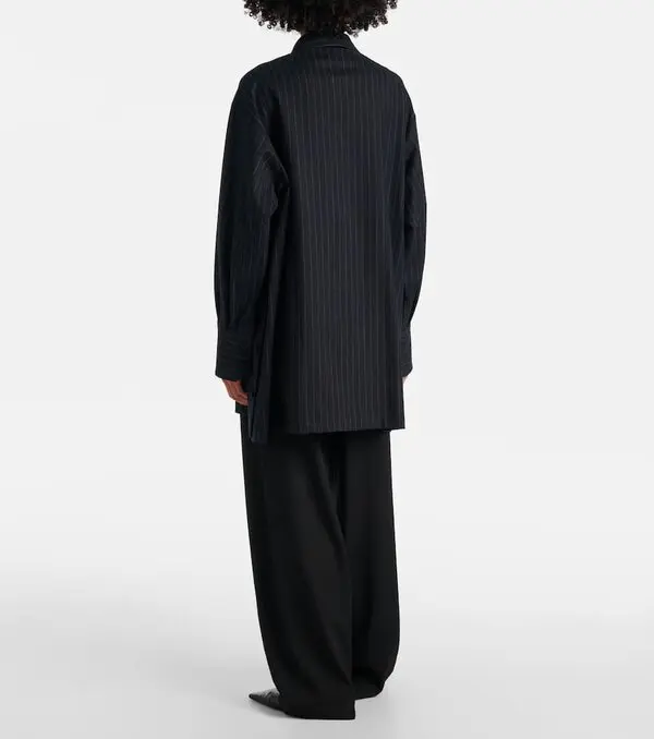 Plan C Pinstripe Wool-blend Shirt