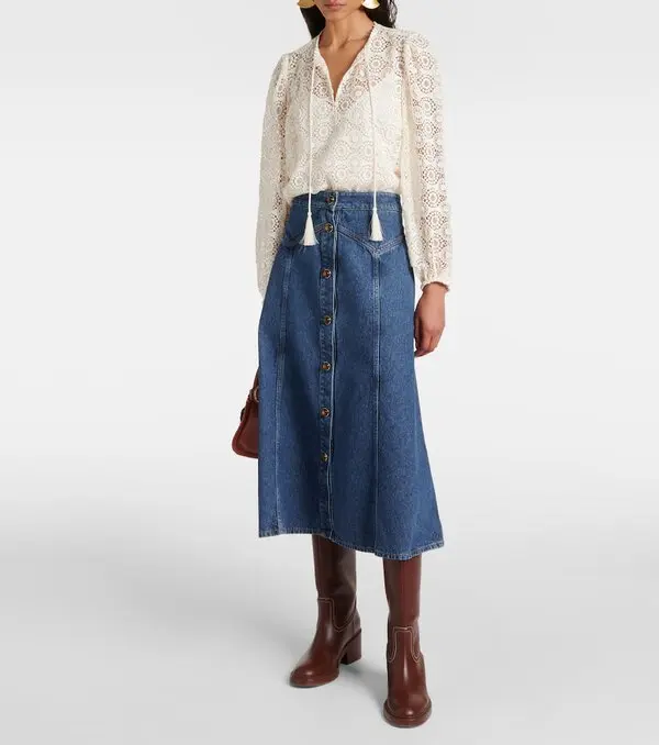 FRAME Cotton Lace Blouse