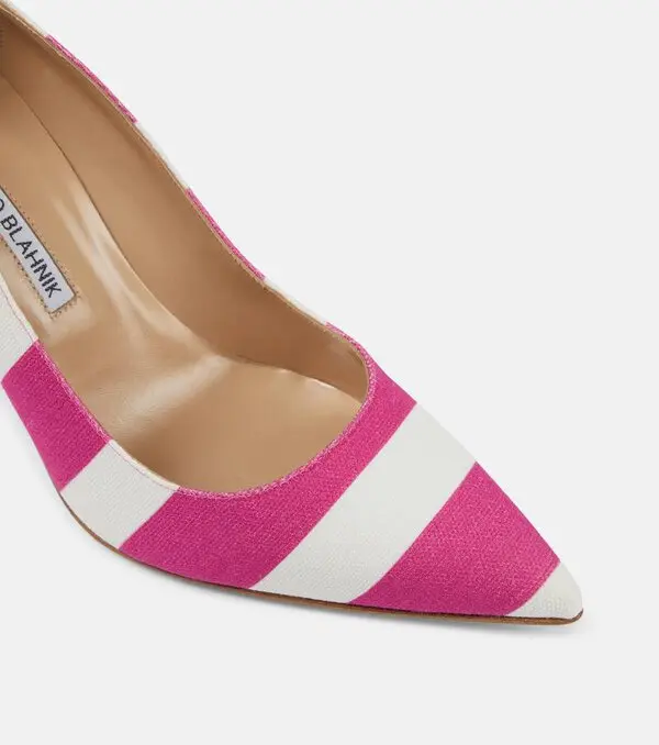 Manolo Blahnik Bb 90 Striped Canvas Pumps - Pink