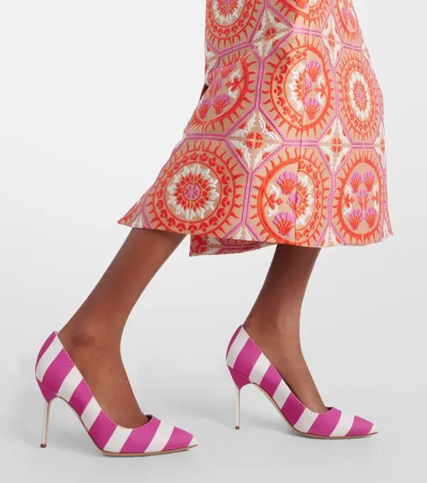 Manolo Blahnik Bb 90 Striped Canvas Pumps - Pink