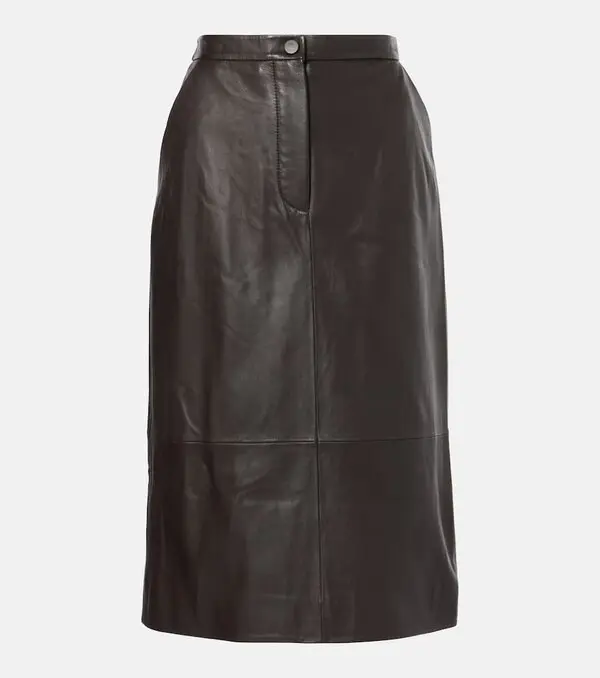 YVES SALOMON Leather Midi Skirt