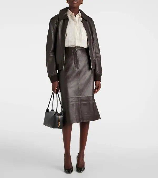 YVES SALOMON Leather Midi Skirt