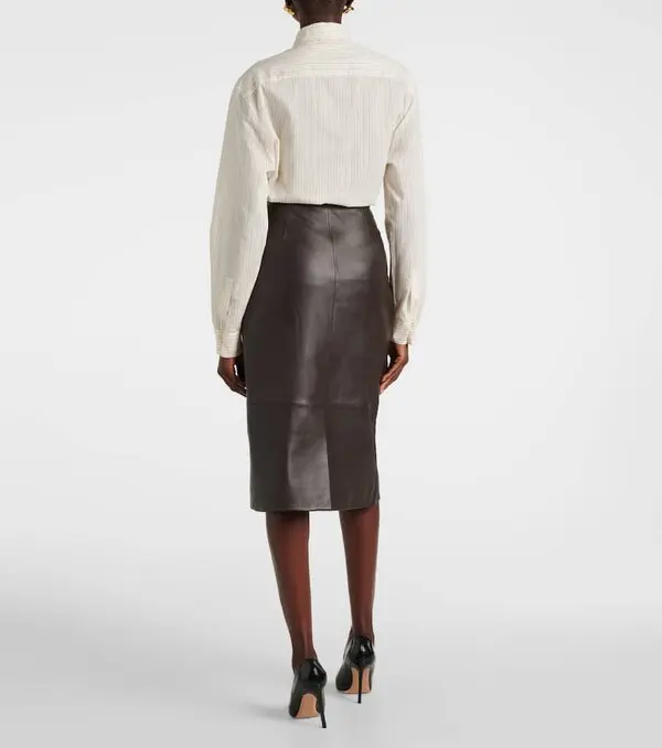 YVES SALOMON Leather Midi Skirt