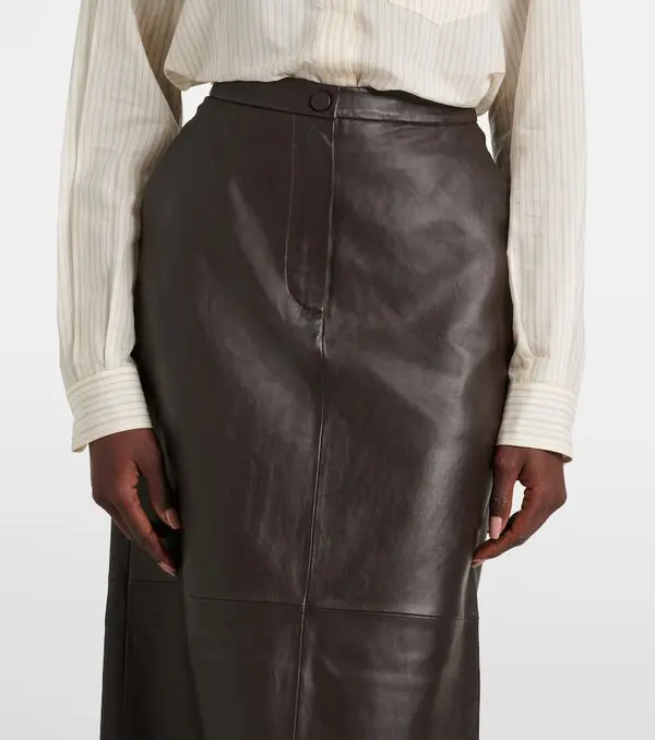YVES SALOMON Leather Midi Skirt