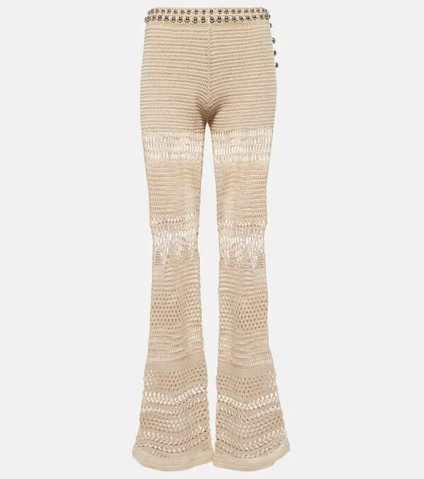 Rabanne Embellished Crochet Cotton Flared Pants