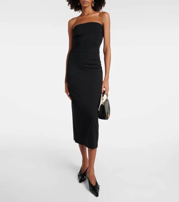 Staud Cortona Strapless Midi Dress