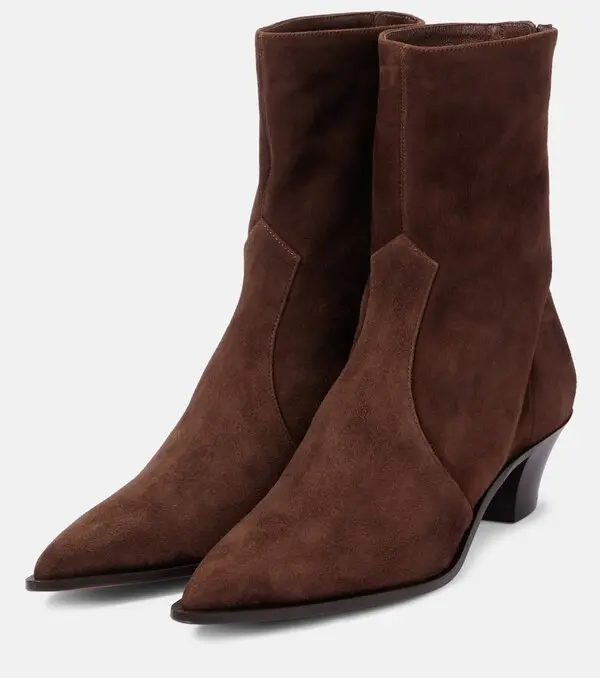 AQUAZZURA Brunswick Suede Ankle Boots - Brown