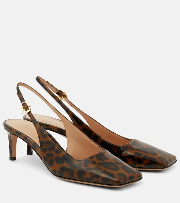 GIANVITO ROSSI 55 Patent Leather Slingback Pumps - Brown