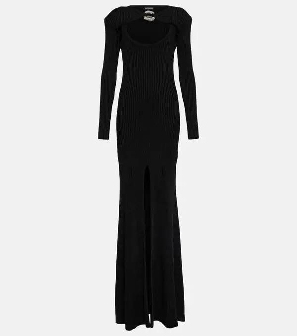 David Koma Embellished Ribbed-knit Gown