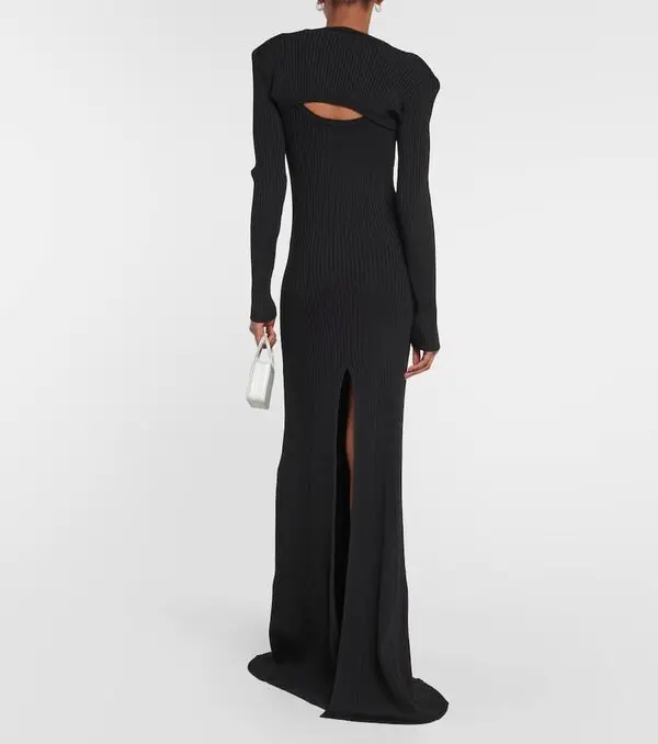 David Koma Embellished Ribbed-knit Gown