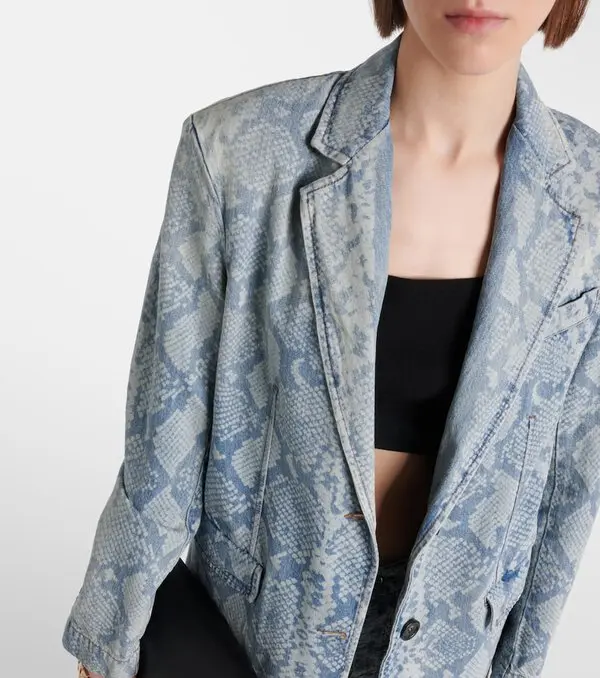Sportmax Snake-effect Denim Blazer