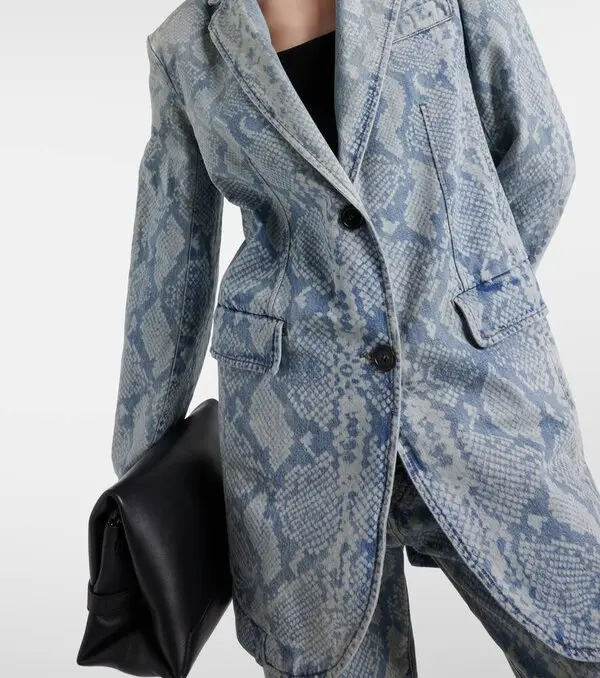 Sportmax Snake-effect Denim Blazer