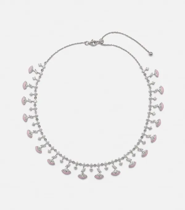 KAMYEN 18kt White Gold Choker With Enamel And Diamonds - Silver