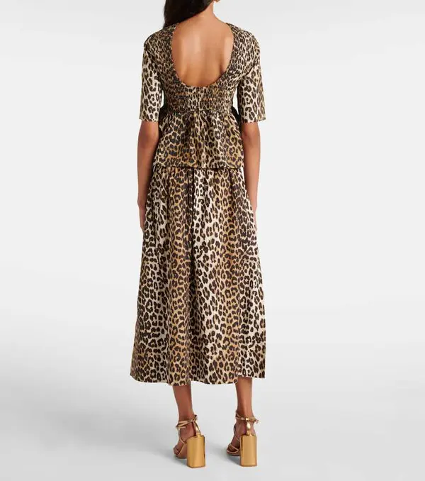 GANNI Leopard-print Cotton Top