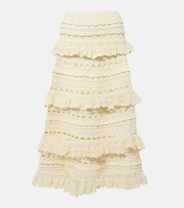 Zimmermann Waverly Crochet Midi Skirt