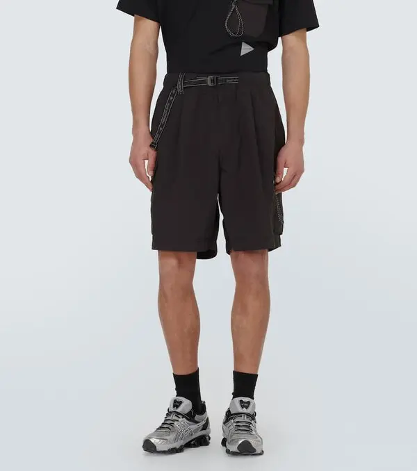 AND WANDER Oversized Cargo Shorts - Black