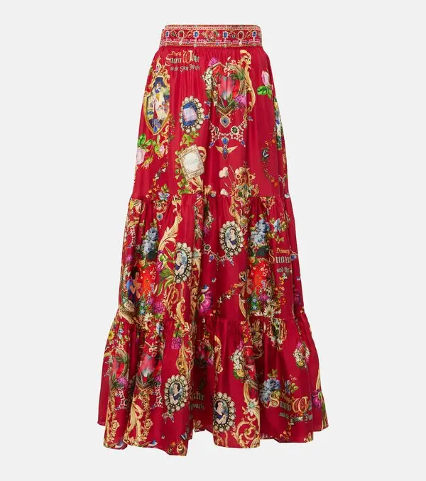 Camilla Printed High-rise Tiered Maxi Skirt - Multicoloured
