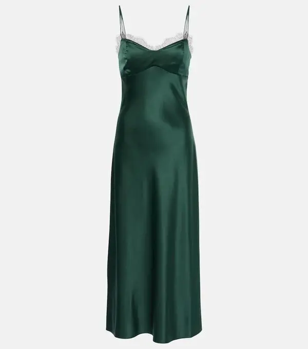 Veronica Beard Bixie Silk-blend Satin Slip Dress - Green