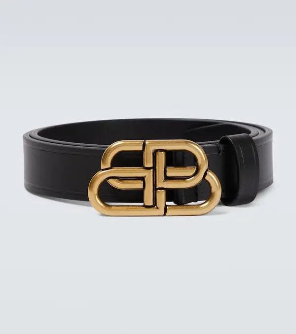 Balenciaga Bb Leather Belt - Black