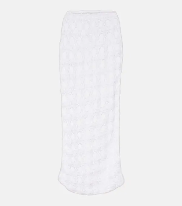 Anna Kosturova Rosette Crochet Cotton Midi Skirt - White